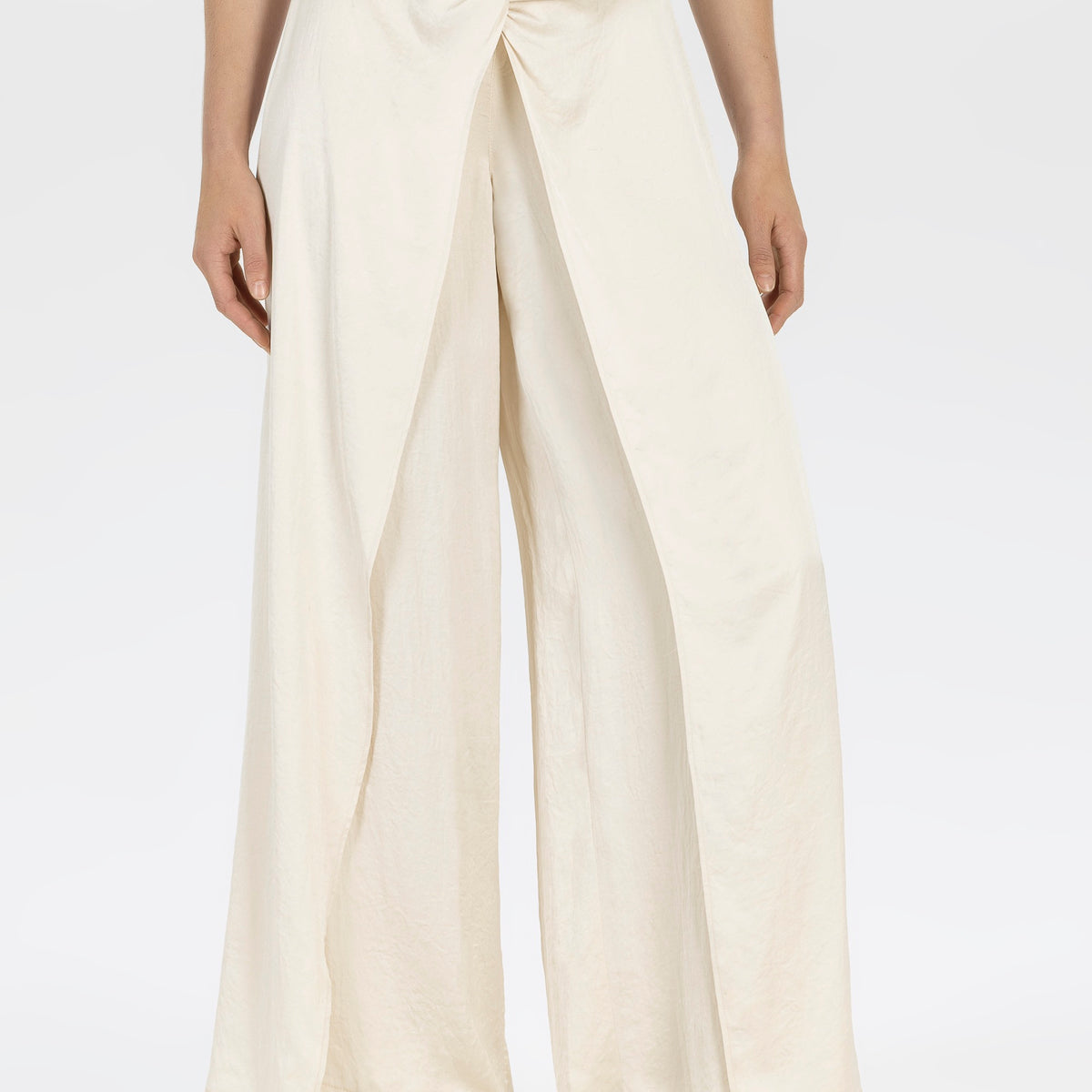 Elegant trousers Calleta with knot detail beige - st.Ann & Stehmann